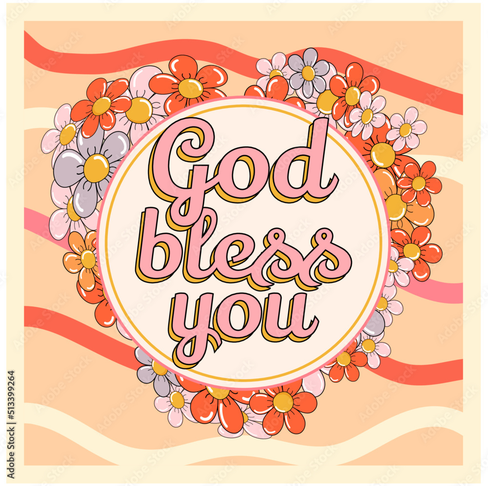 God bless you. Vector stock illustration. Banner with flowers in the ...