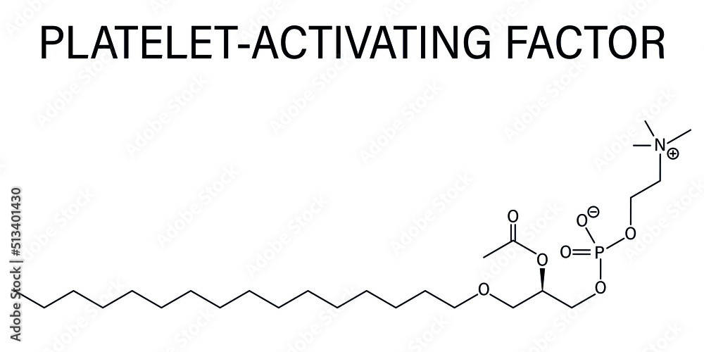 Platelet Activating Factor or PAF signaling molecule. Skeletal formula ...