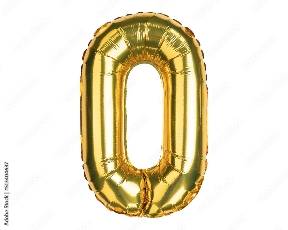 English Alphabet Letters. Letter O. Balloon. Yellow Gold foil helium ...