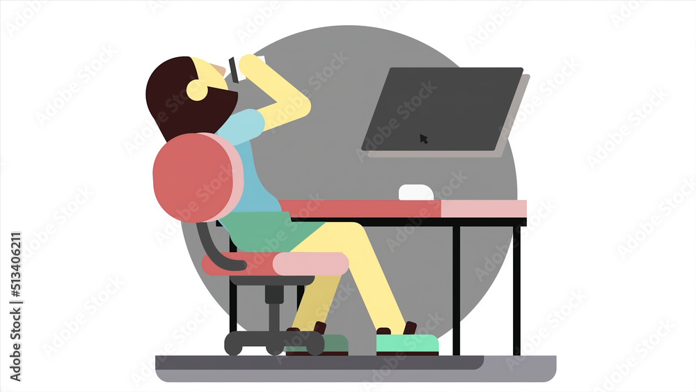 Cartoon animation of an angry woman sitting at a computer, slams fist ...