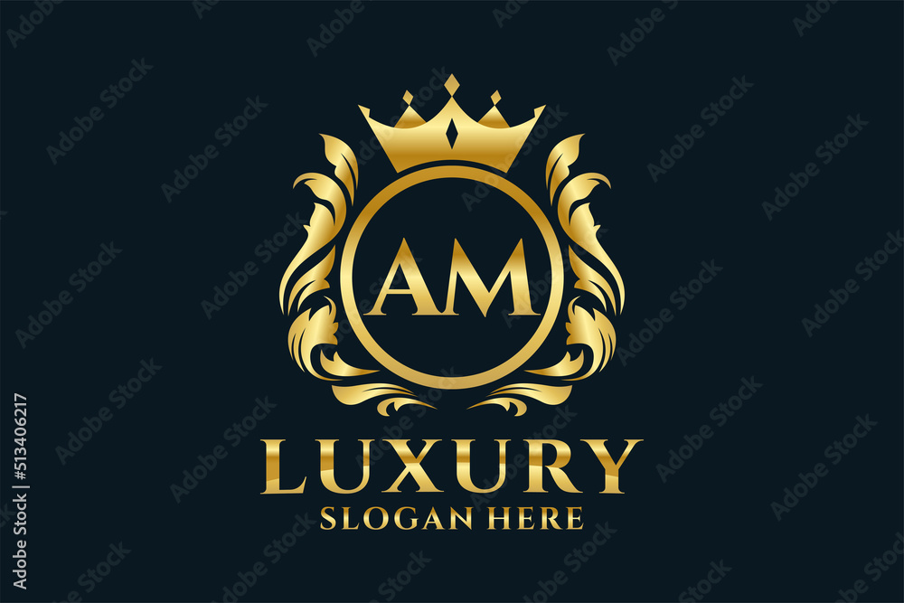 Initial AM Letter Royal Luxury Logo template in vector art for luxurious branding projects and ...