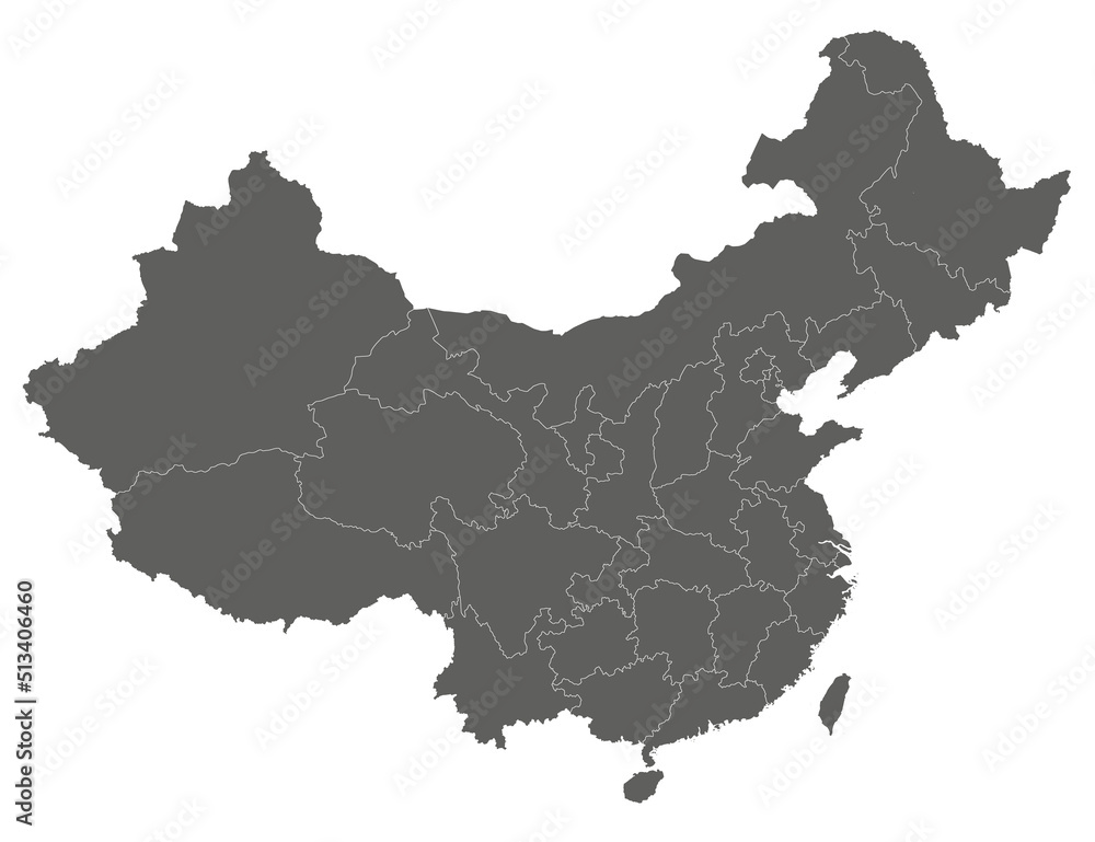 Vector blank map of China with provinces, regions and administrative ...