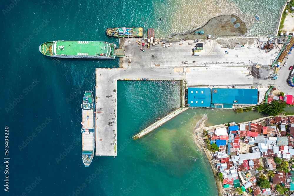 Jagna, Bohol, Philippines - Top view of the port of Jagna. Expansion ...