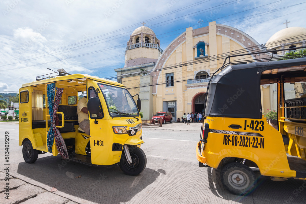 Jagna, Bohol, Philippines - May 2022: Modern tricycles parked in front ...