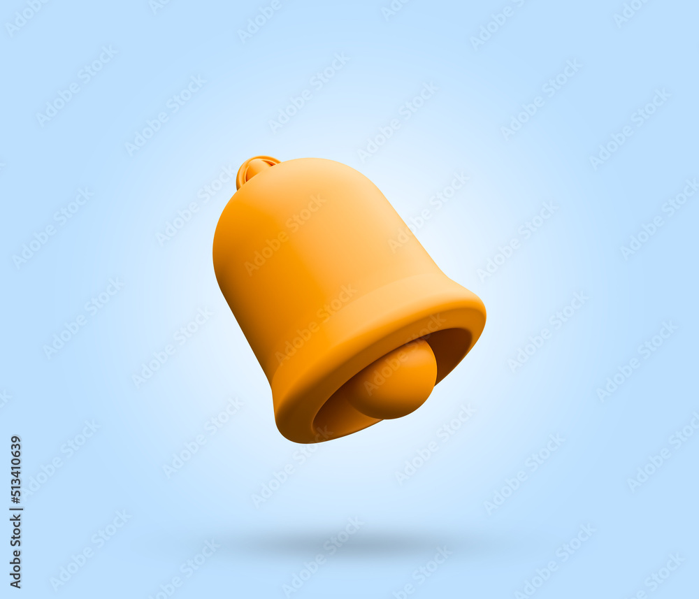 Notification bell icon. Floating on blue background. Email web symbol ...