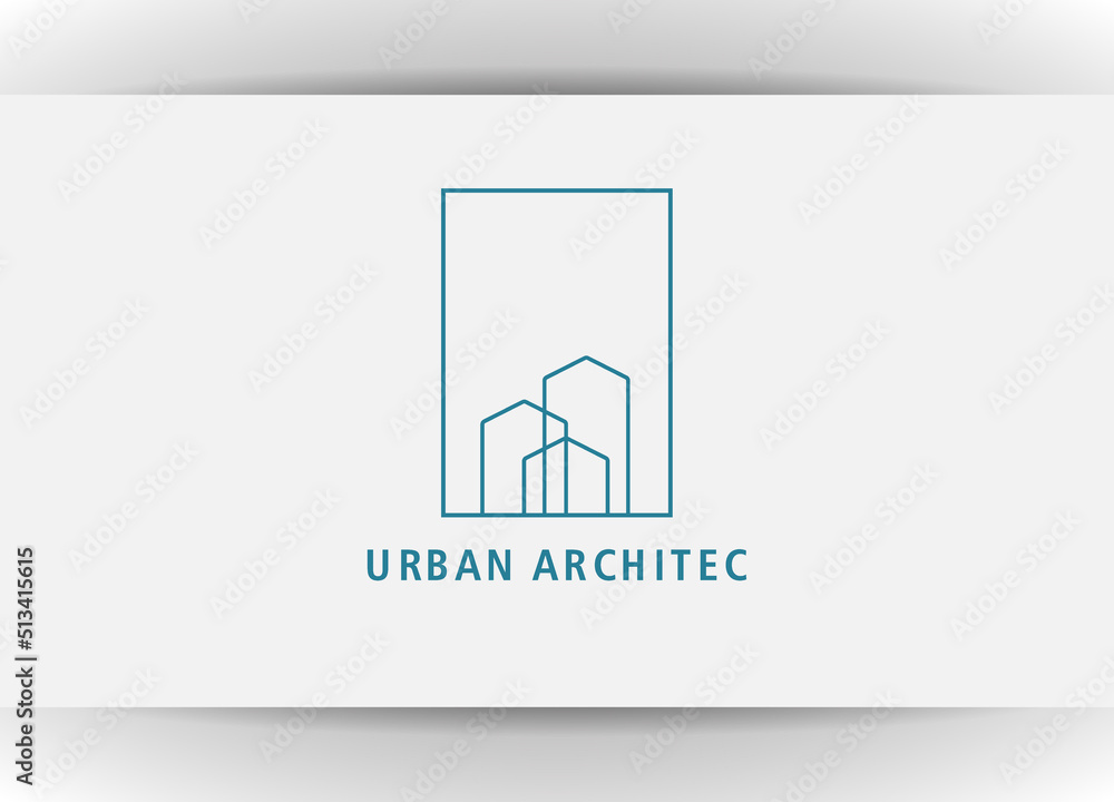 Minimalist logo linear building Isolated square in white background ...