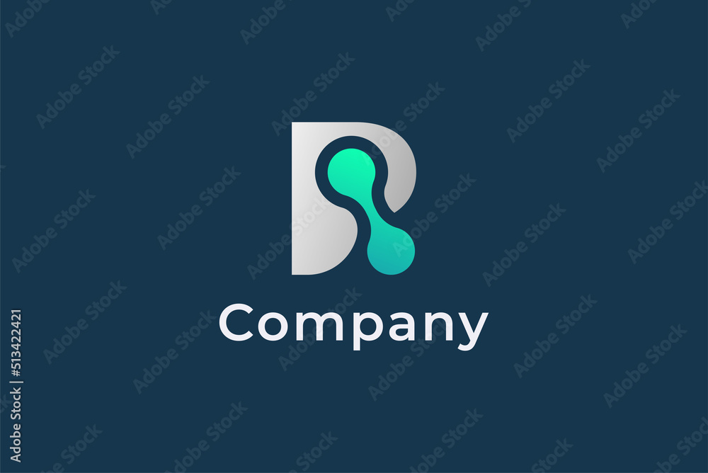 Abstract Initial letter R Logo, letter R with Connected Dots ...