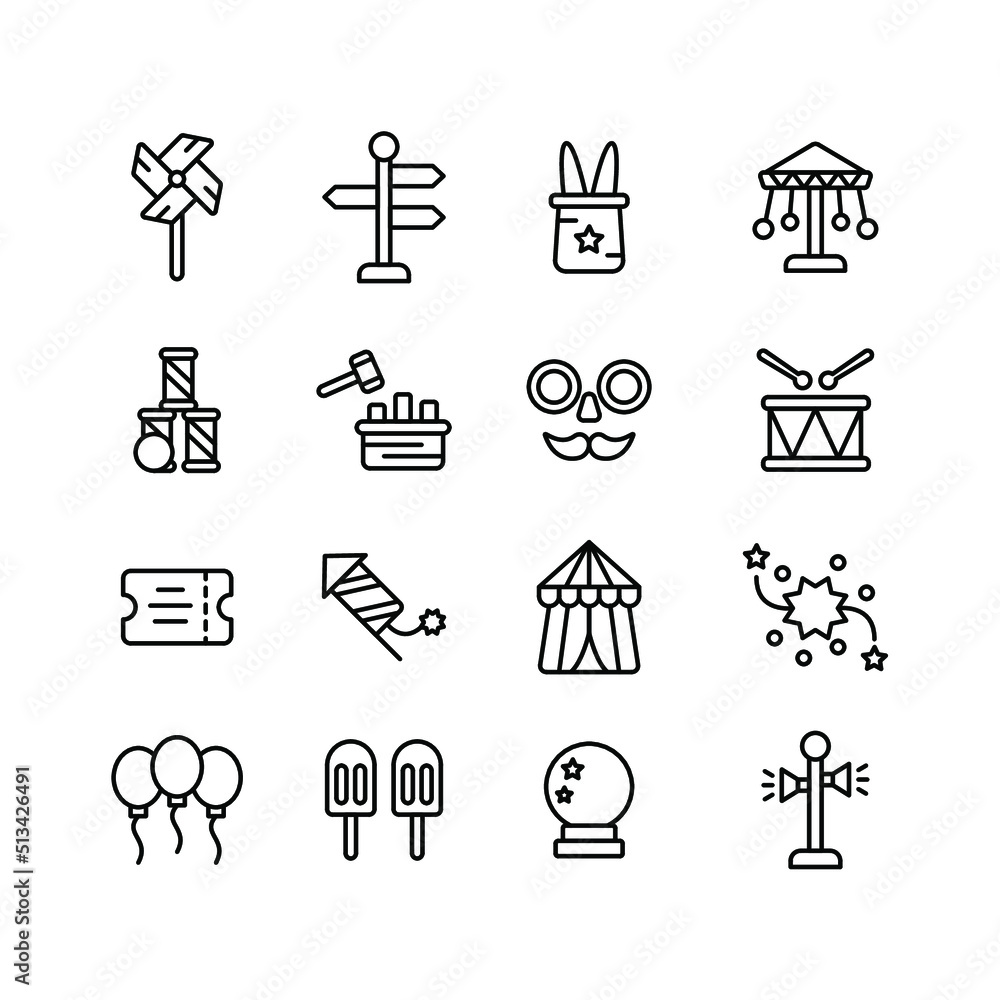 Fair Icons. Black Flat Design. Vector Illustration Stock Vector | Adobe ...