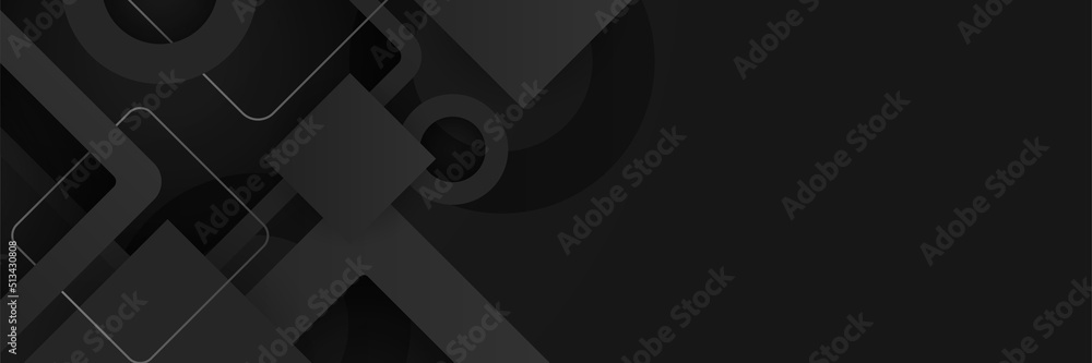 Black abstract banner background. Dark deep black dynamic vector ...