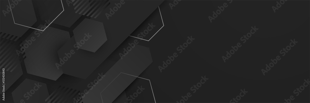 Black abstract banner background. Dark deep black dynamic vector ...
