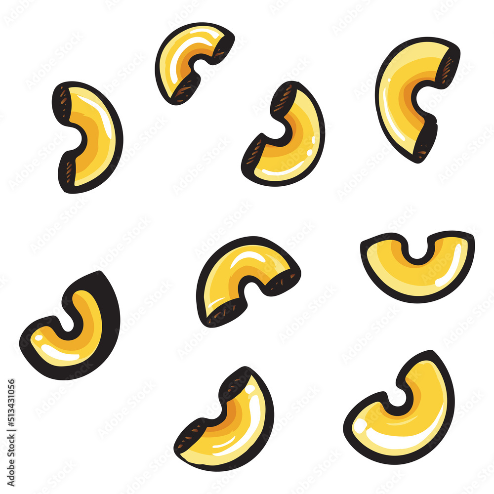 Hand Drawn Elbow Pasta Noodles Vector Illustration Stock Vector | Adobe ...