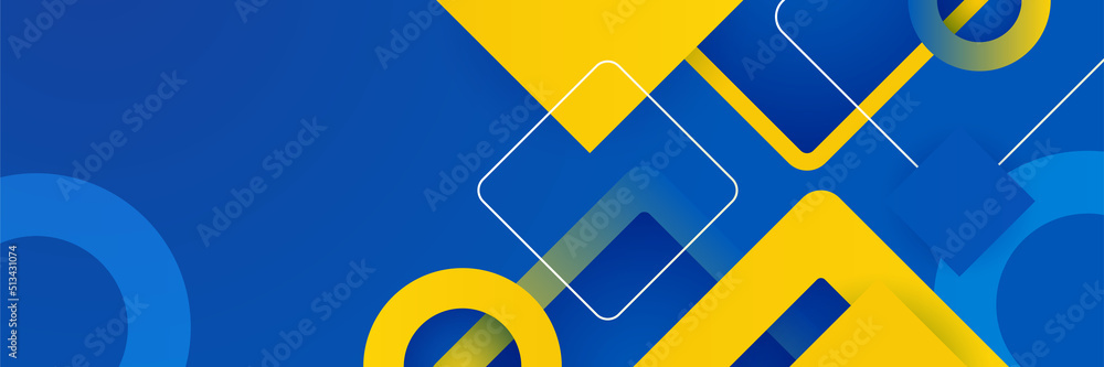 Modern blue and yellow abstract banner background. Blue background with ...
