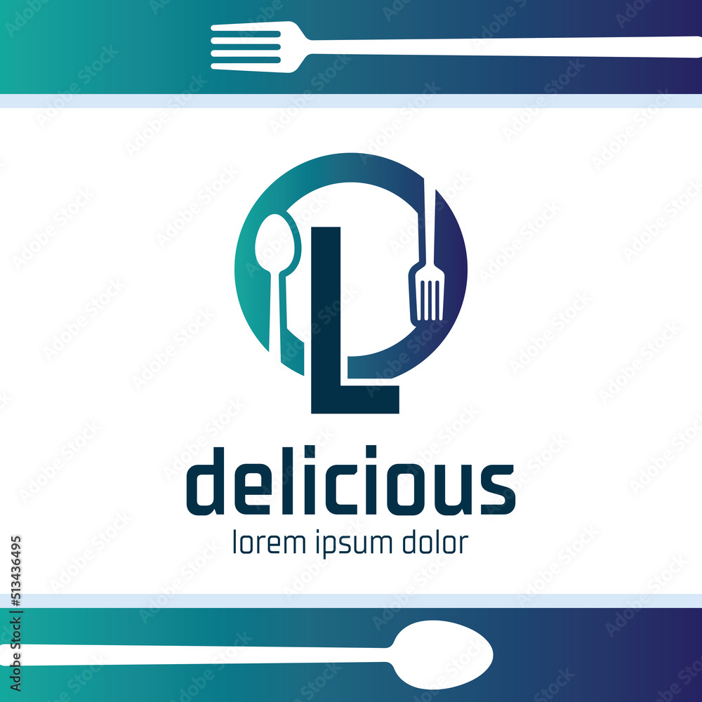 Letter L food and drink logo design, Restaurant, cafe icon illustration ...