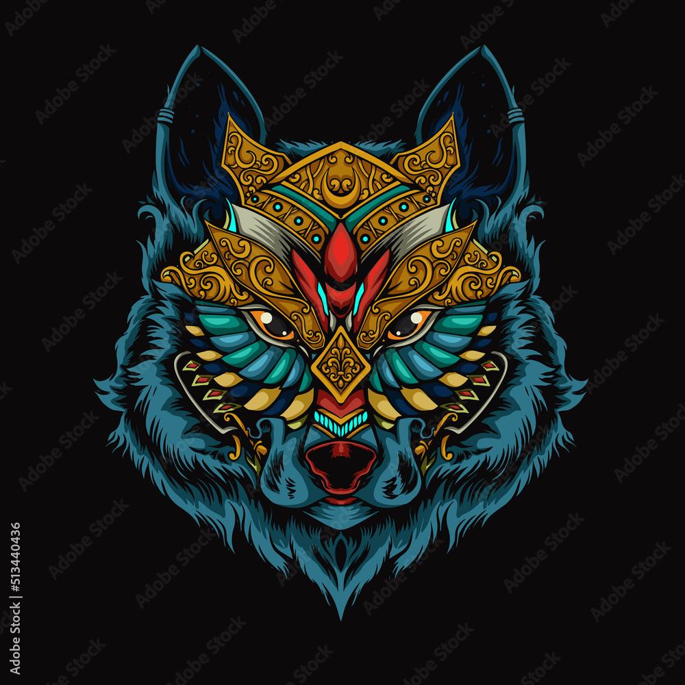 Wolf Mecha Head Illustration Stock Vector | Adobe Stock