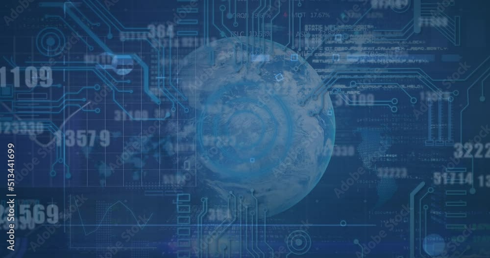Animation of data processing over globe on navy background Stock Video ...