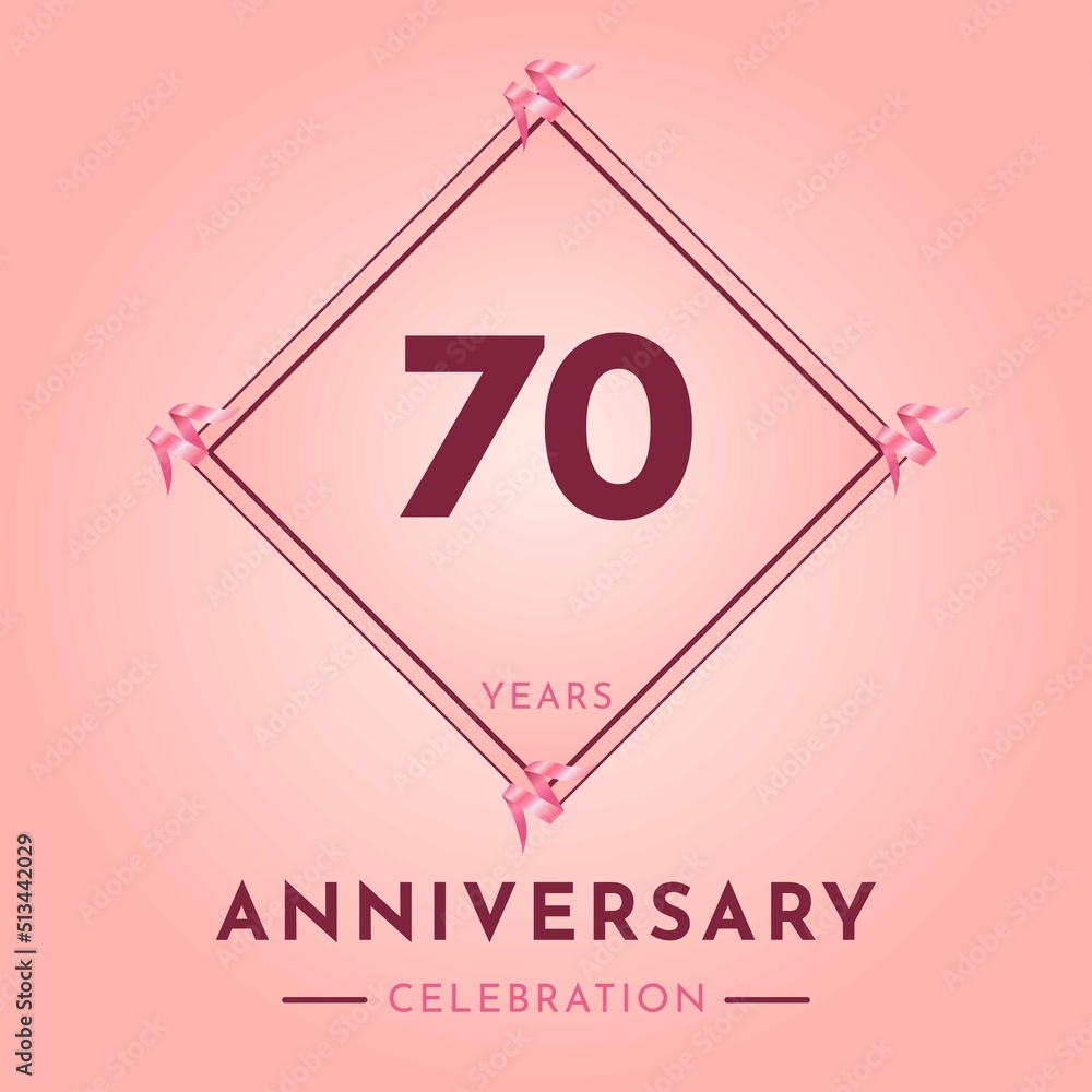 70 years anniversary celebration with purple frame isolated on soft ...