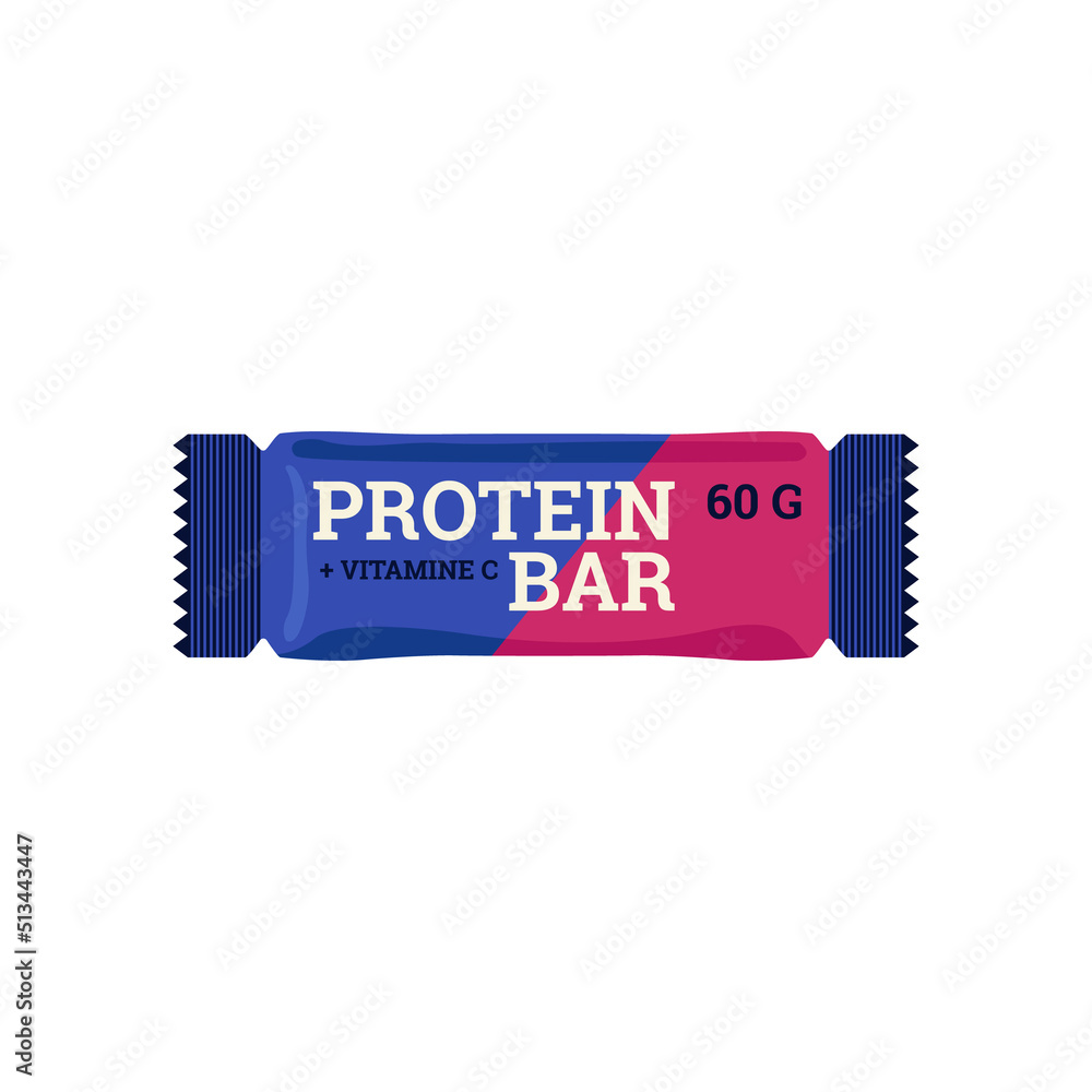 Protein bar pack flat vector illustration isolated on white background ...