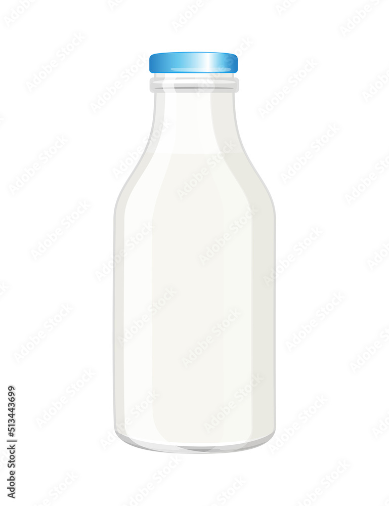 Kefir, yogurt or milk glass grey bottle without label, cartoon style ...