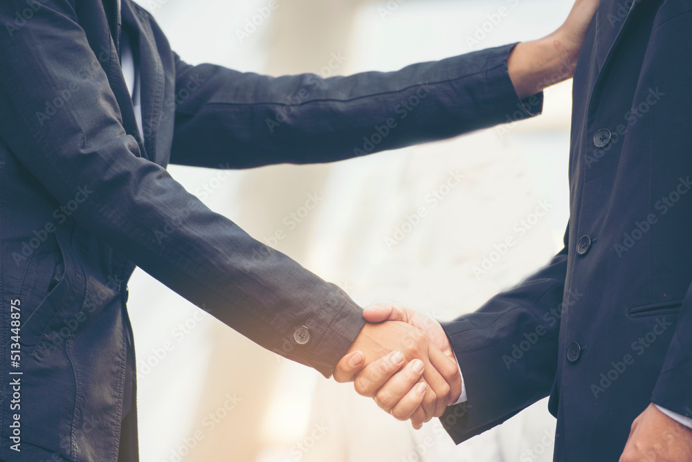Trust honesty business customer handshake together promise respect partner. Businessman ...