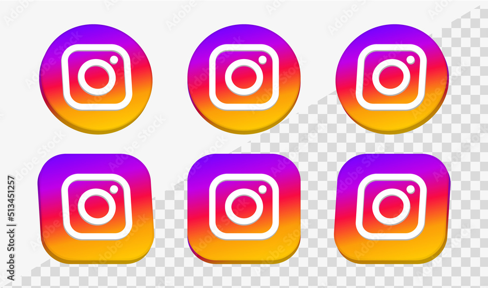 Instagram 3d logo button, instagram 3d icon. social media 3d icons ...