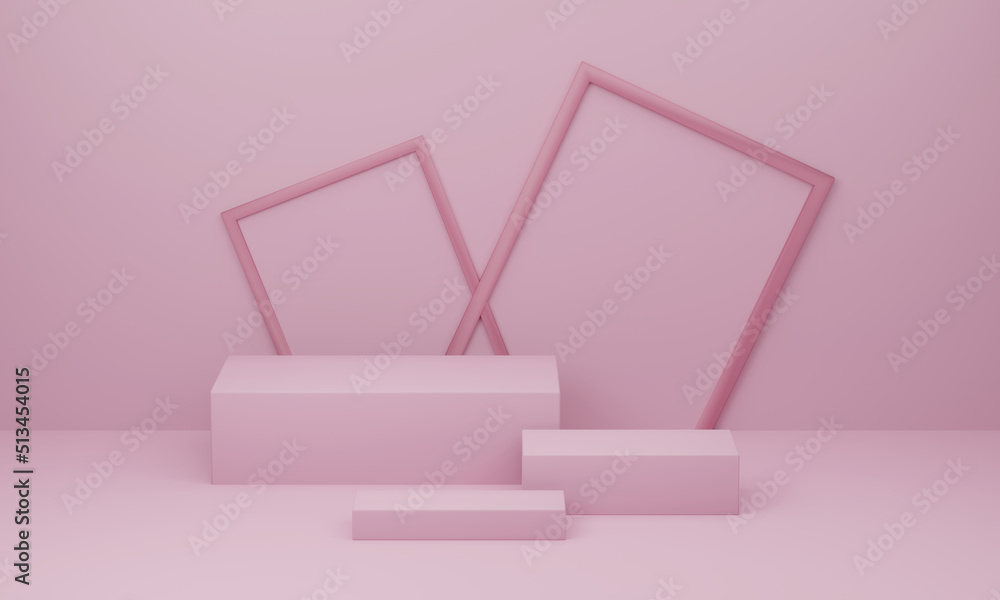 3d background product display podium scene. Pink square podium, Pink ...