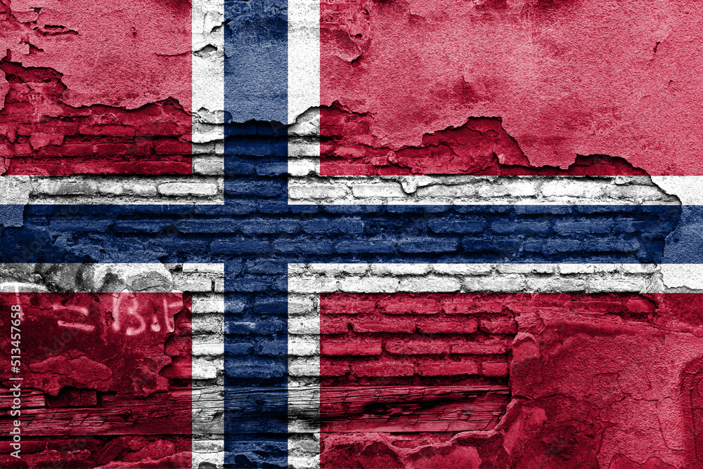 The national flag of Norway is red with a navy blue Scandinavian cross ...