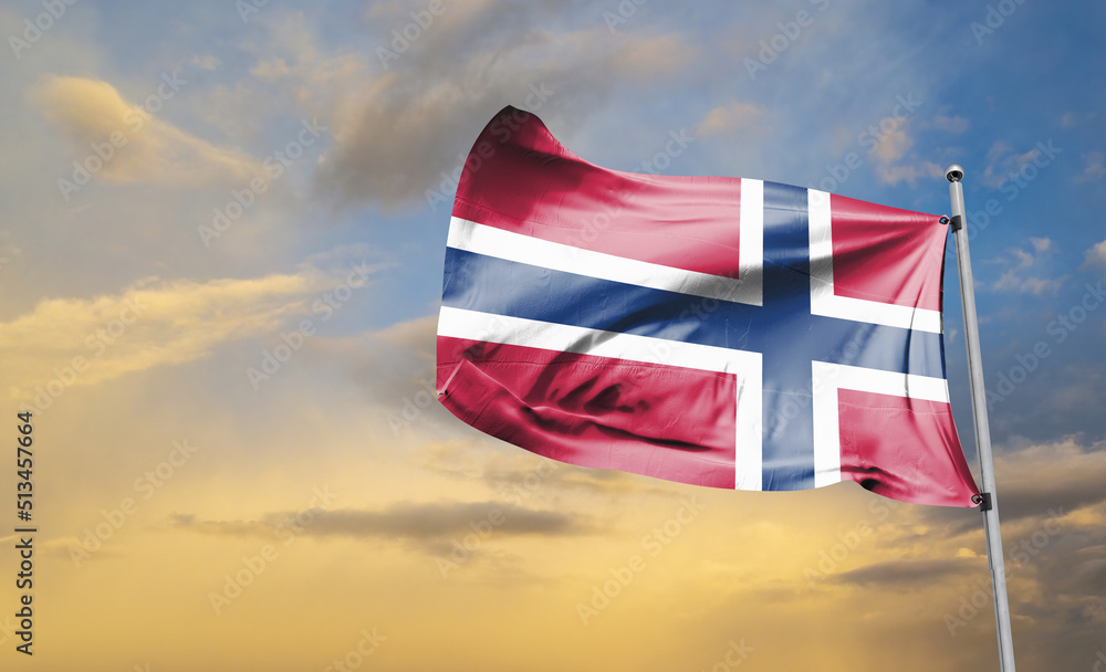 The national flag of Norway is red with a navy blue Scandinavian cross ...