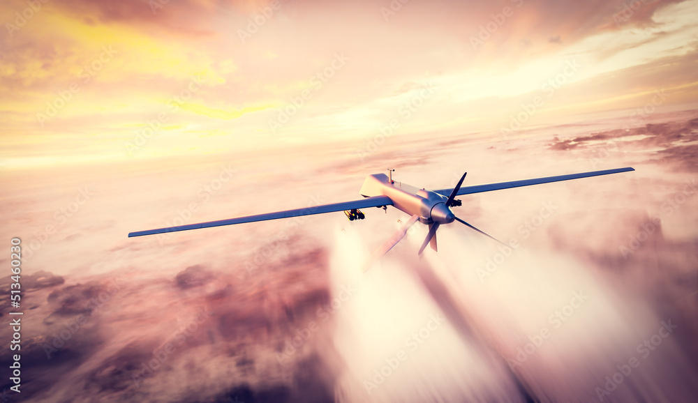 Póster Military combat drone UAV launching missiles – Cuadro para Pared ...