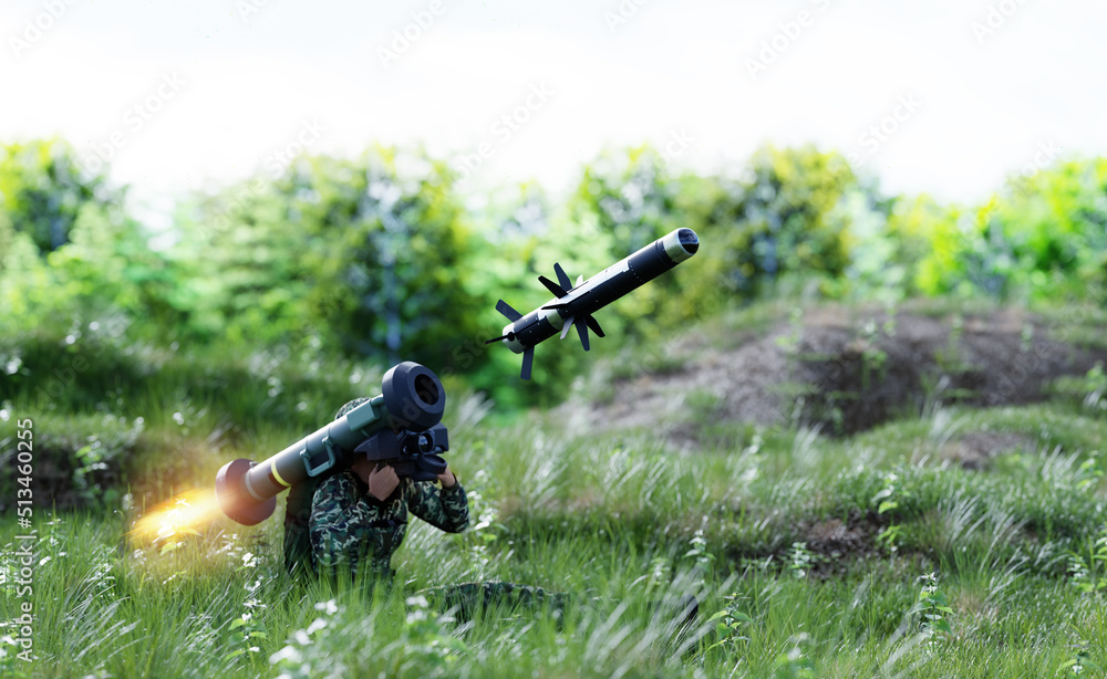 Soldier firing anti-tank missile at war Stock Photo | Adobe Stock