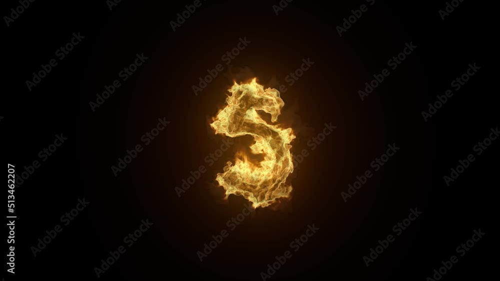 Five 5 fire number alphabet character animation Stock Video | Adobe Stock