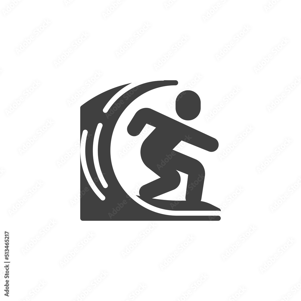 Surfer and wave vector icon Stock Vector | Adobe Stock