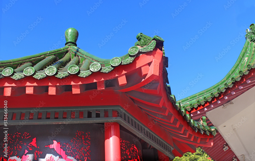 Traditional Chinese style hip and gable roof also known as xieshan roof ...