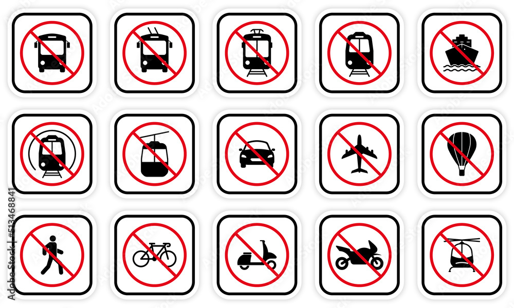 Forbidden Vehicle Car, Train, Bicycle, Trolley, Shuttle Bus, Tram, Bike ...