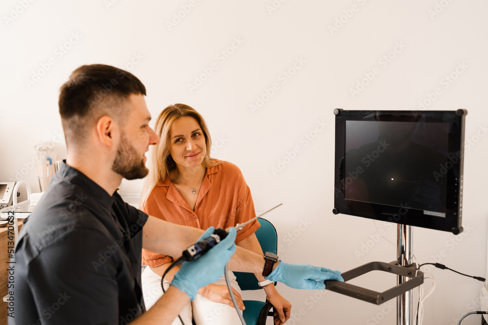 Rhinoscopy and endoscopy of nose and ears. Consultation with ENT ...