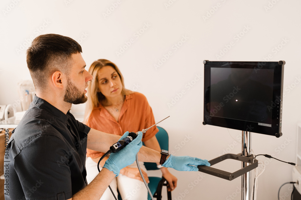 Rhinoscopy and endoscopy of nose and ears. Consultation with ENT ...