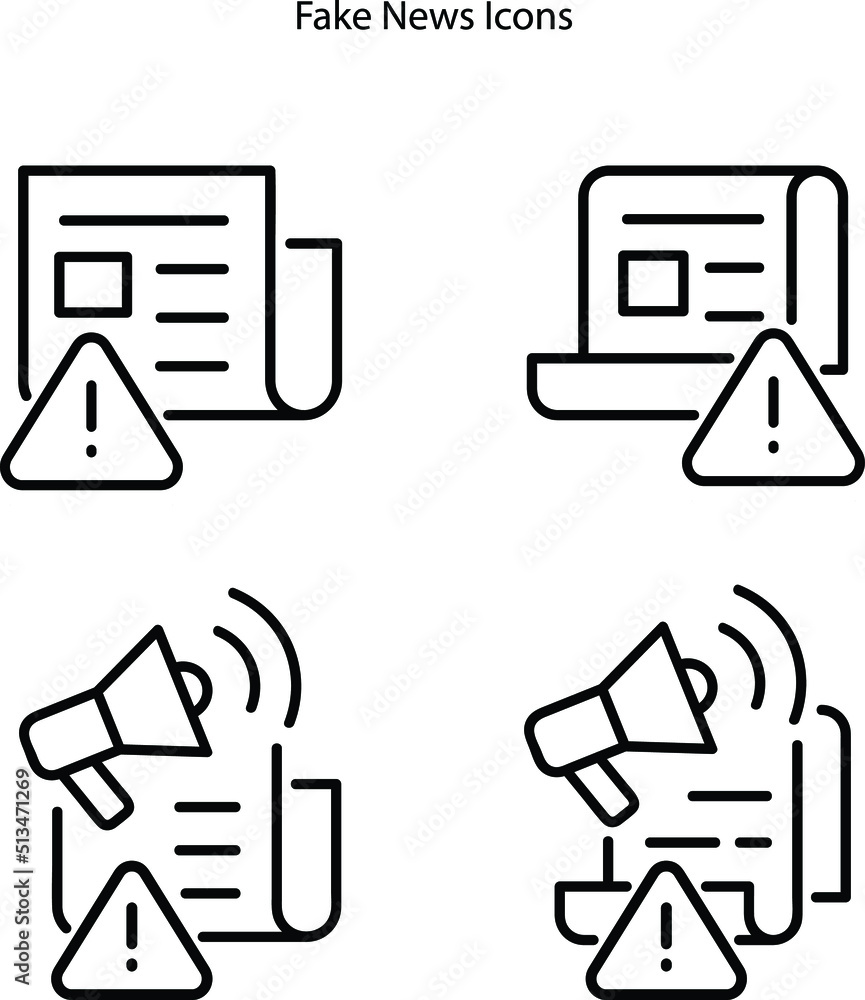 Fake news line icons isolated on white background. Social media ...