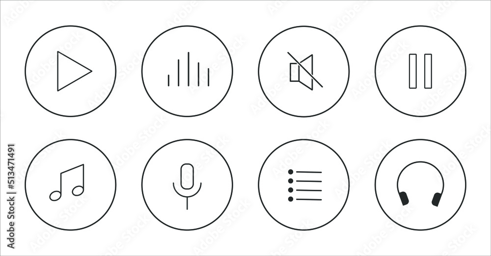 Music and sound icon collection. Play, pause and Volume control ...