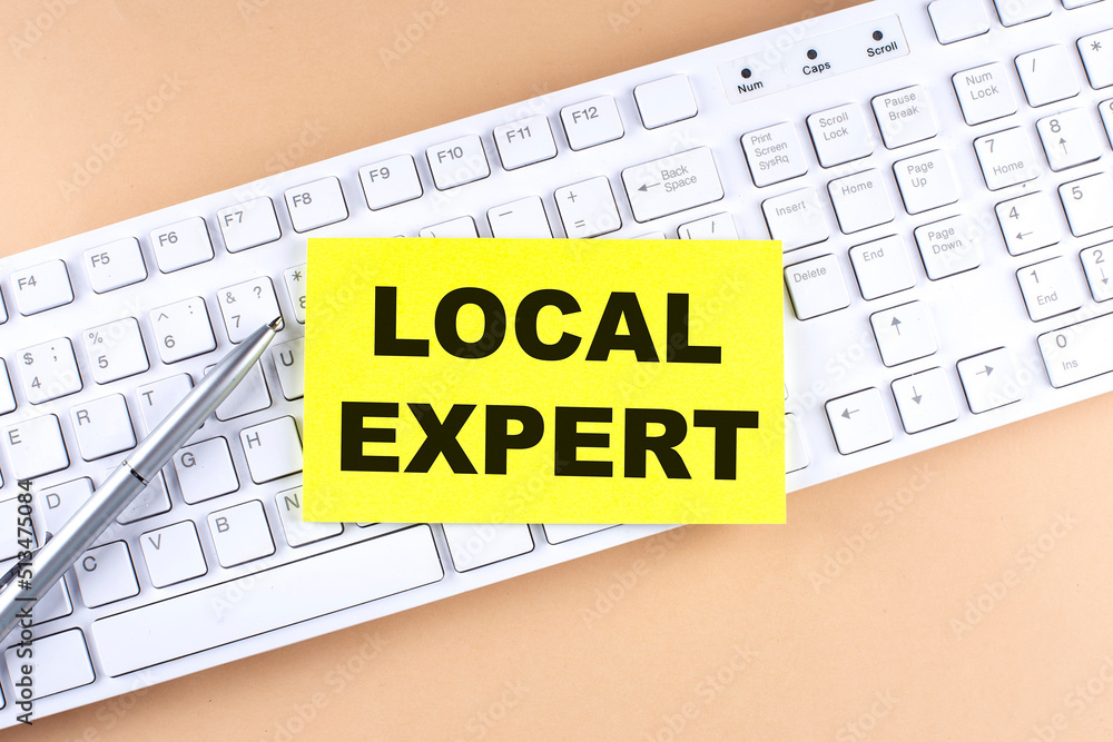 Text LOCAL EXPERT text on a sticky on keyboard, business concept Stock ...