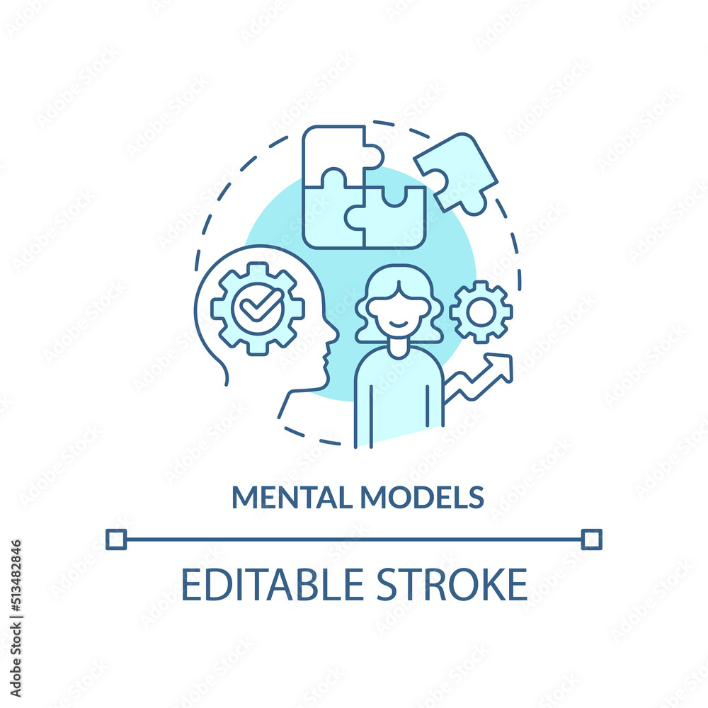 Mental models turquoise concept icon. Basic life skill abstract idea ...
