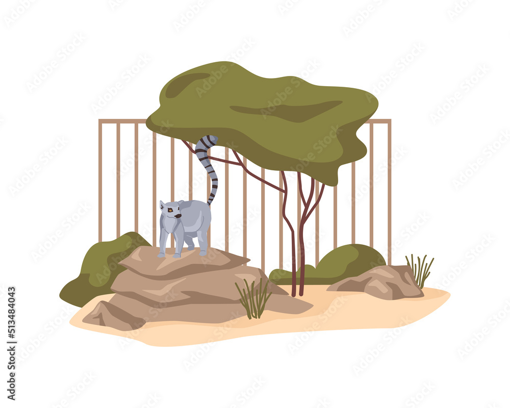 Lemur in nature reserve or African zoological park. Exotic animals ...