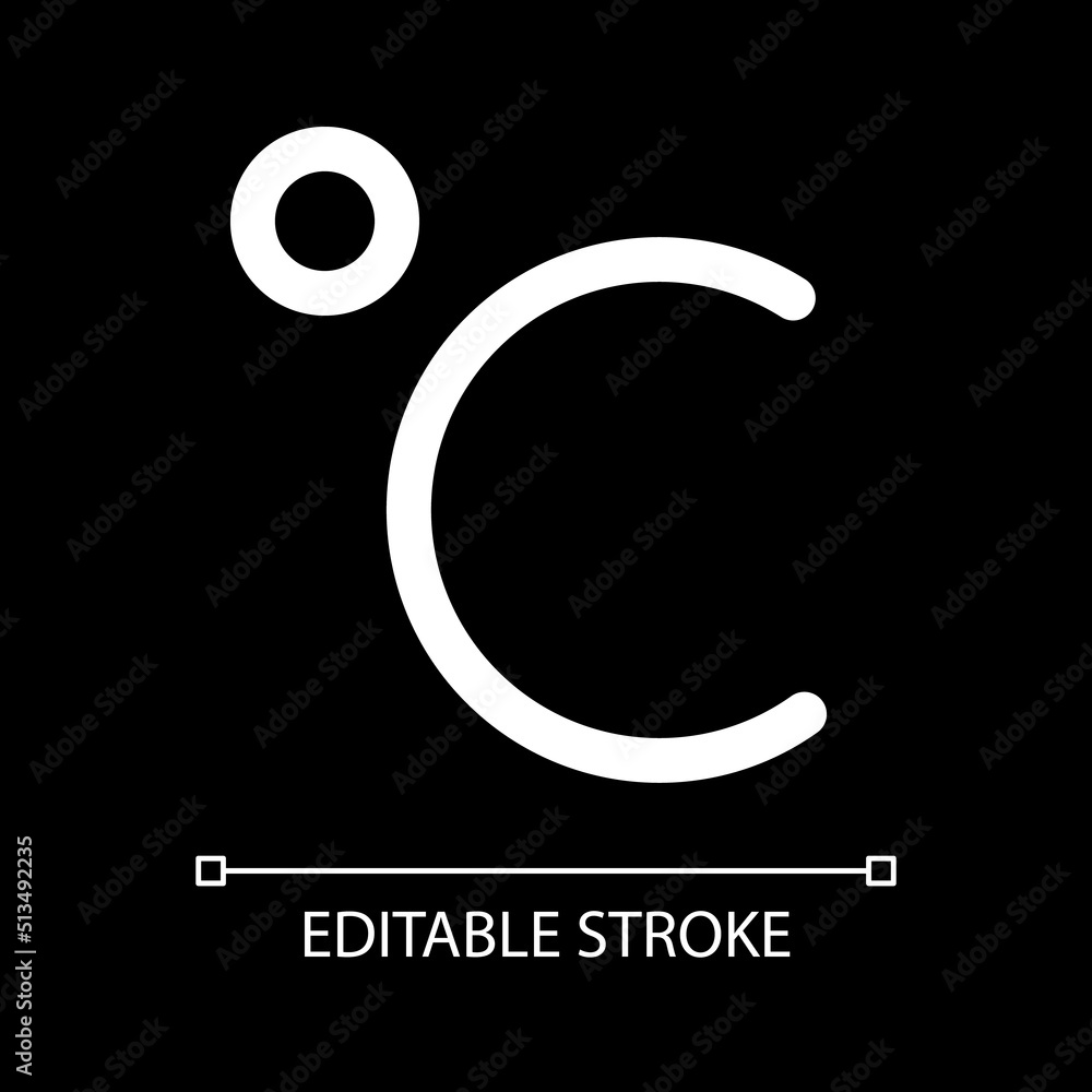 Celsius temperature scale white linear ui icon for dark theme ...