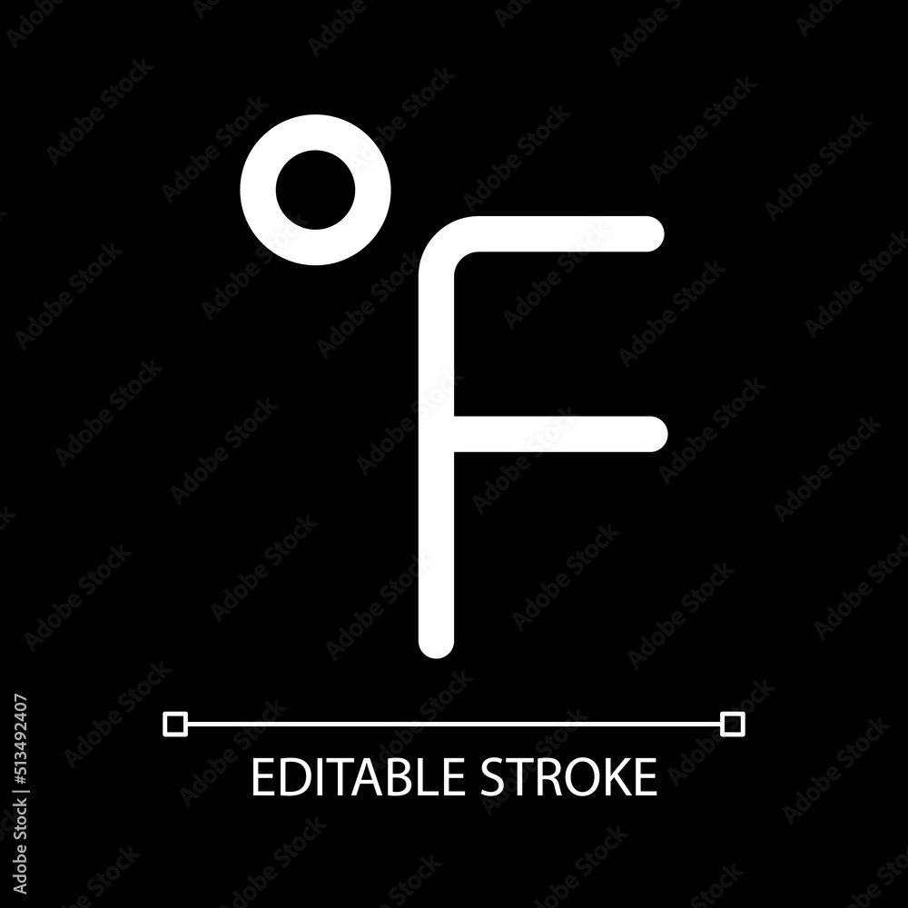 Fahrenheit temperature scale white linear ui icon for dark theme ...