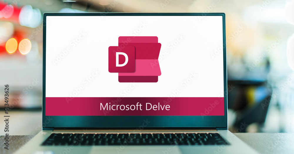 Laptop computer displaying logo of Microsoft Office Delve Stock Photo ... Laptop computer displaying logo of Microsoft Office Delve Stock Photo ...