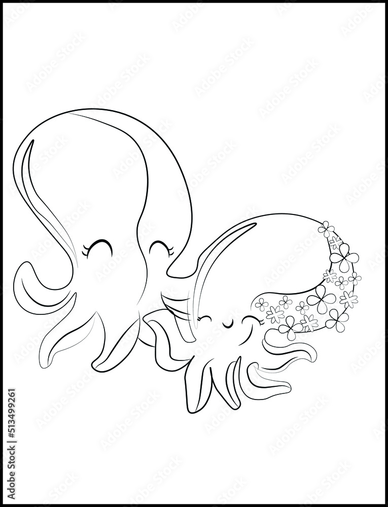 dolphin coloring page, easy dolphin coloring page for kids Stock Vector ...