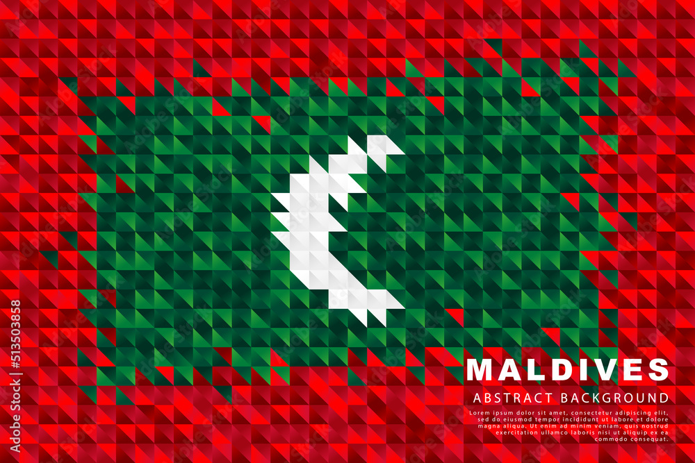 Flag of the Maldives. Abstract background of small colorful triangles ...
