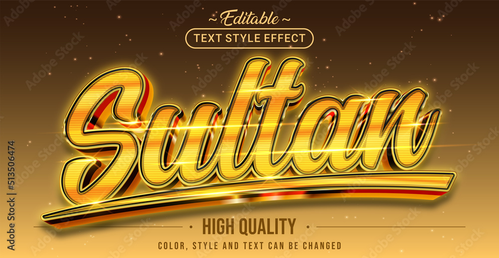 Editable Text Style Effect - Sultan Text Style Theme. Stock Vector ...