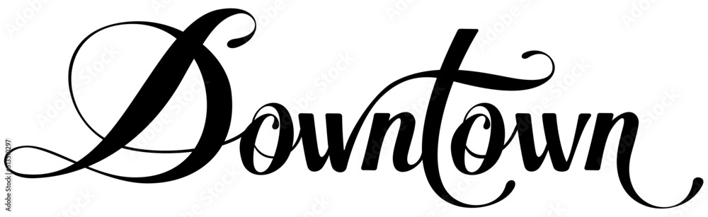 Downtown - custom calligraphy text Stock Vector | Adobe Stock