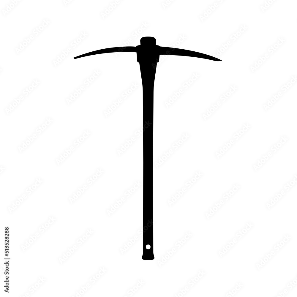 Pickaxe Silhouette. Black and White Icon Design Element on Isolated ...