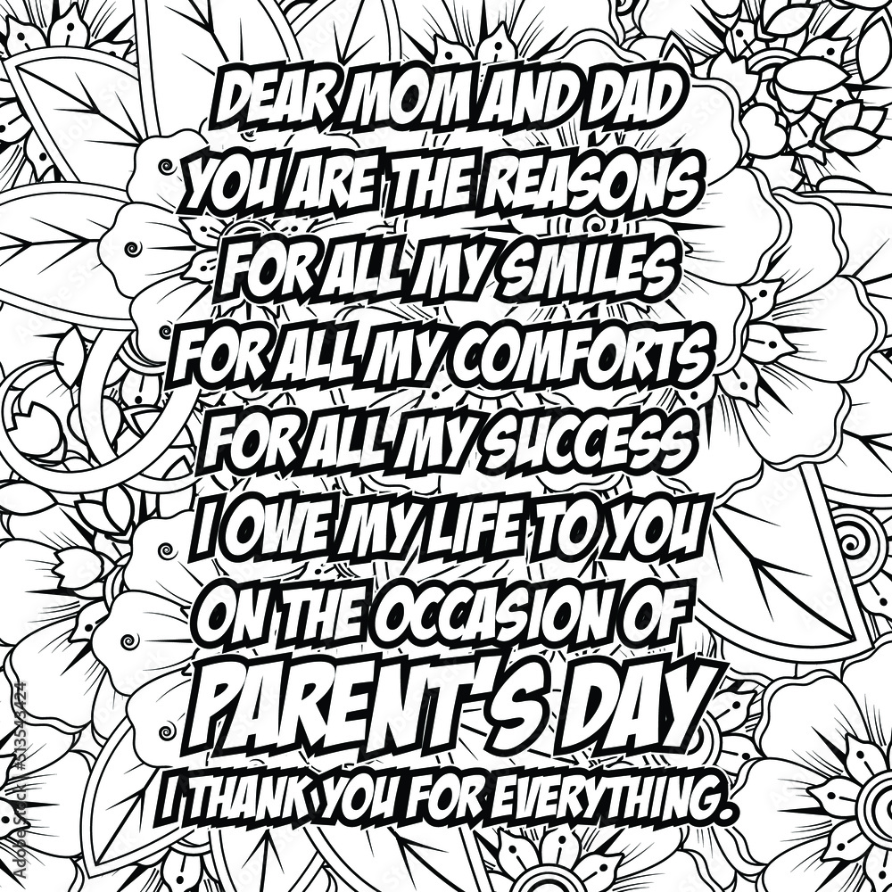 Vetor de parents day quotes coloring page design. inspirational ...