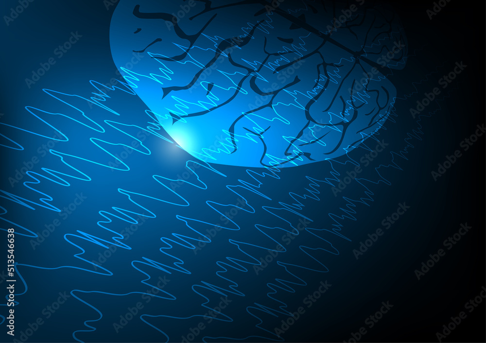 Human brain and brain waves background Stock Vector | Adobe Stock